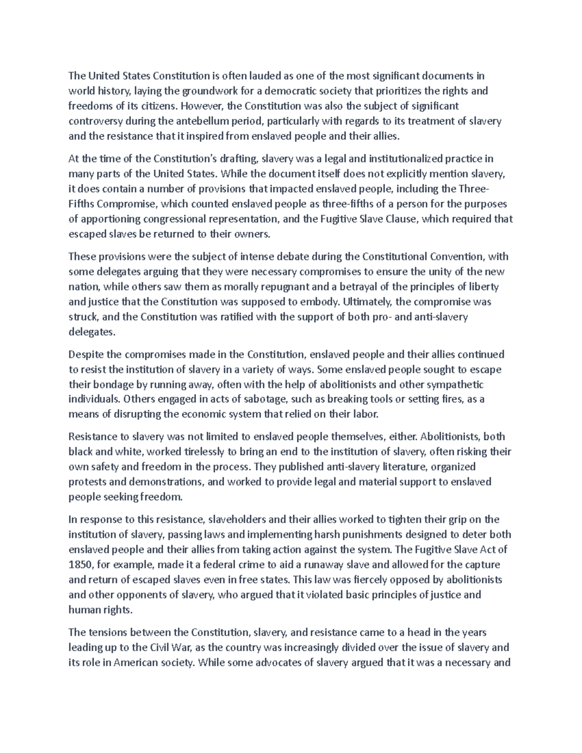 The Constitution, Slavery, and Resistance before the Civil War - The ...