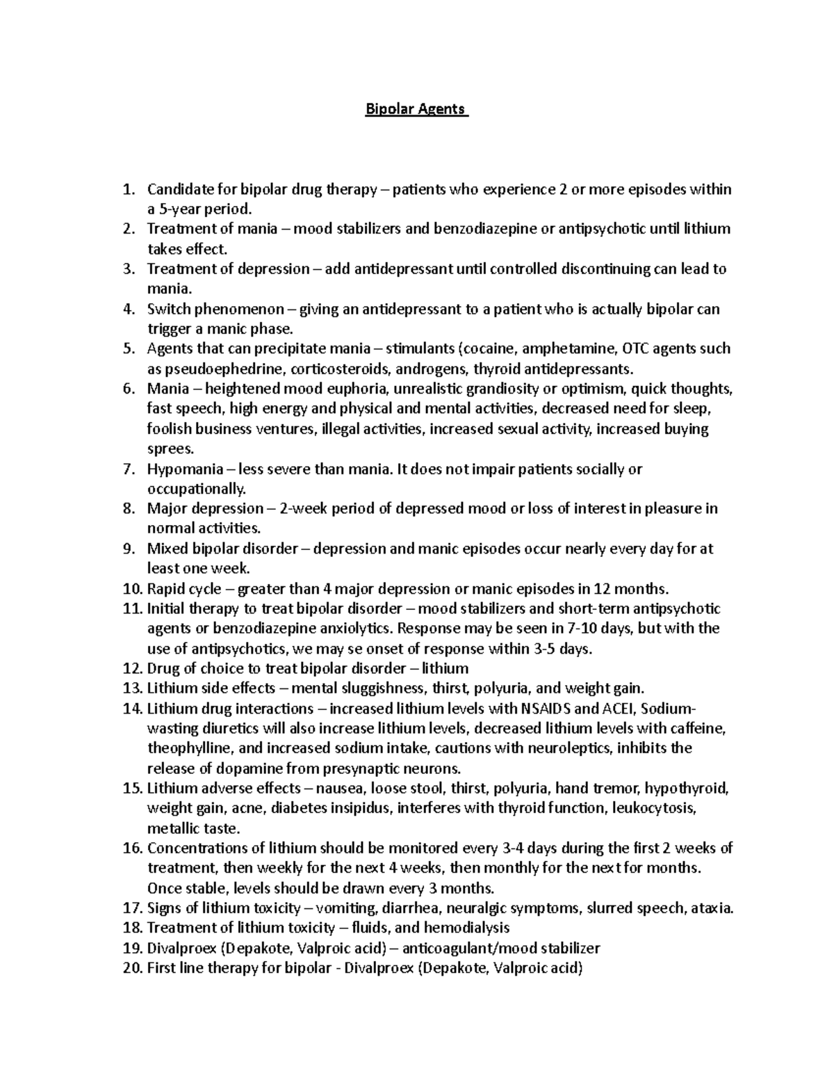 Bipolar Agents - lecture notes - Bipolar Agents Candidate for bipolar ...