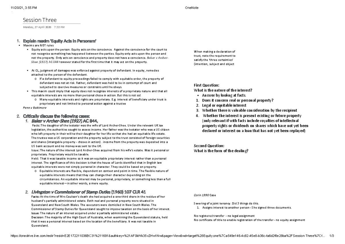 3 - Practical Notes - 11/20/21, 3:55 PM OneNote - Studocu