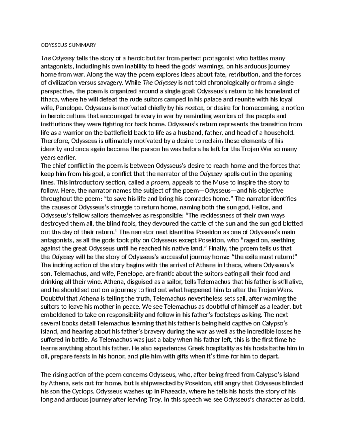 Inbound 8346897531069269510 - ODYSSEUS SUMMARY The Odyssey tells the ...