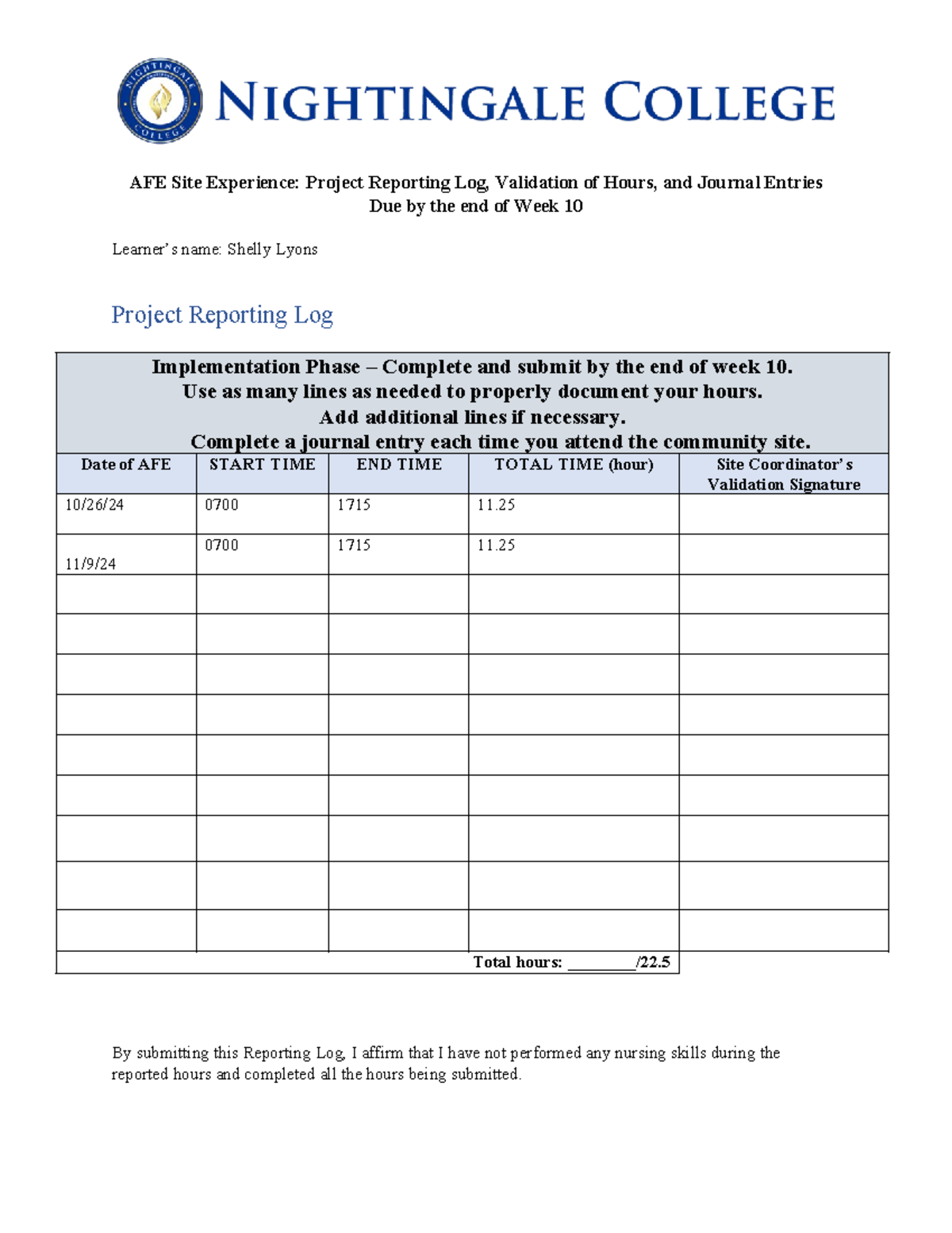 AFE Site Experience - Project Reporting Log and Journal Entries V3 SL ...