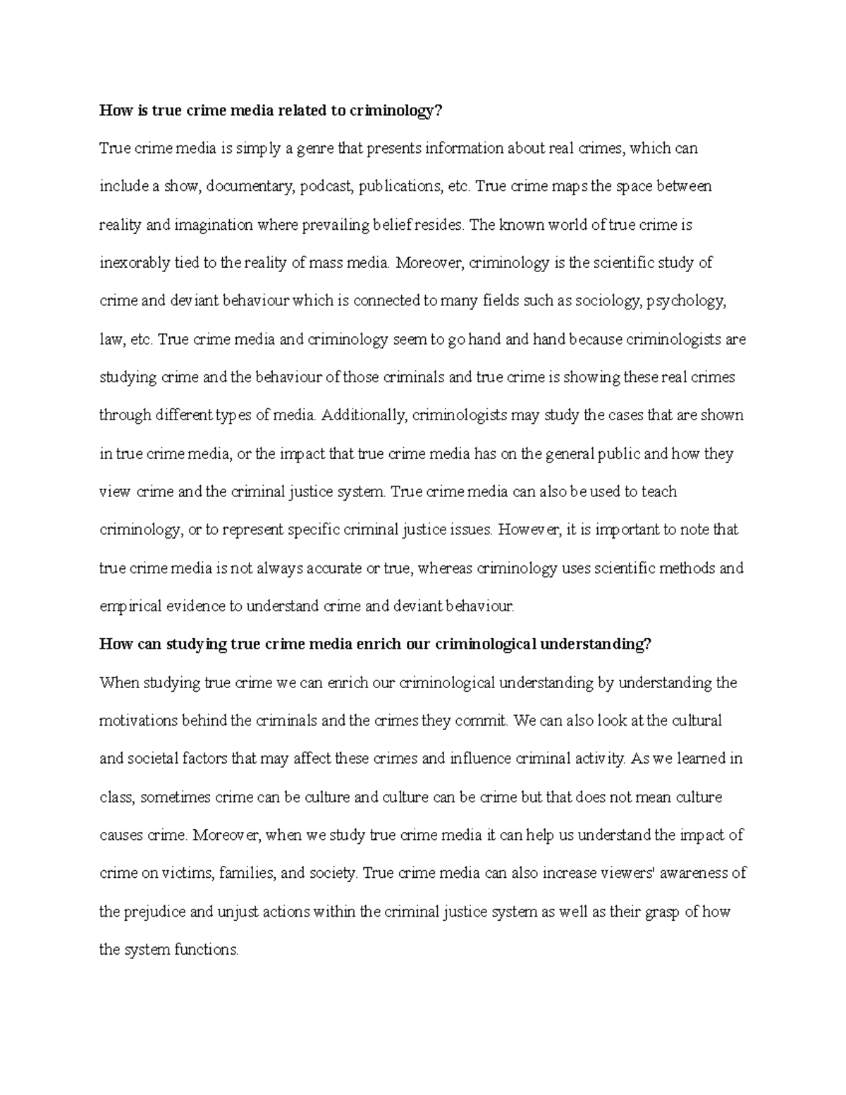 Why True Crime - How is true crime media related to criminology? True ...