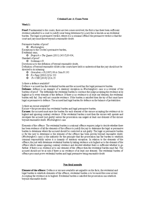 Criminal Law - All lecture notes form 2023 class - Week 2 ...