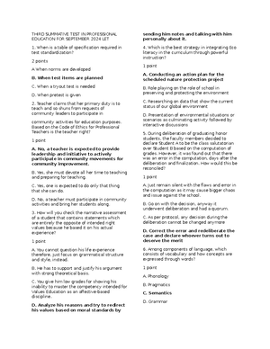 Battery EXAM - can serve as reference - DIRECTION: Choose the letter ...