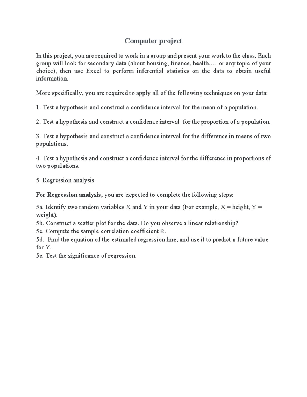 Computer Project - Đề bài - Computer project In this project, you are ...