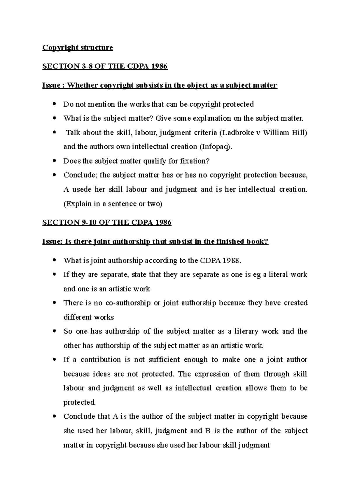 Copyright and patent structure - Copyright structure SECTION 3-8 OF THE ...