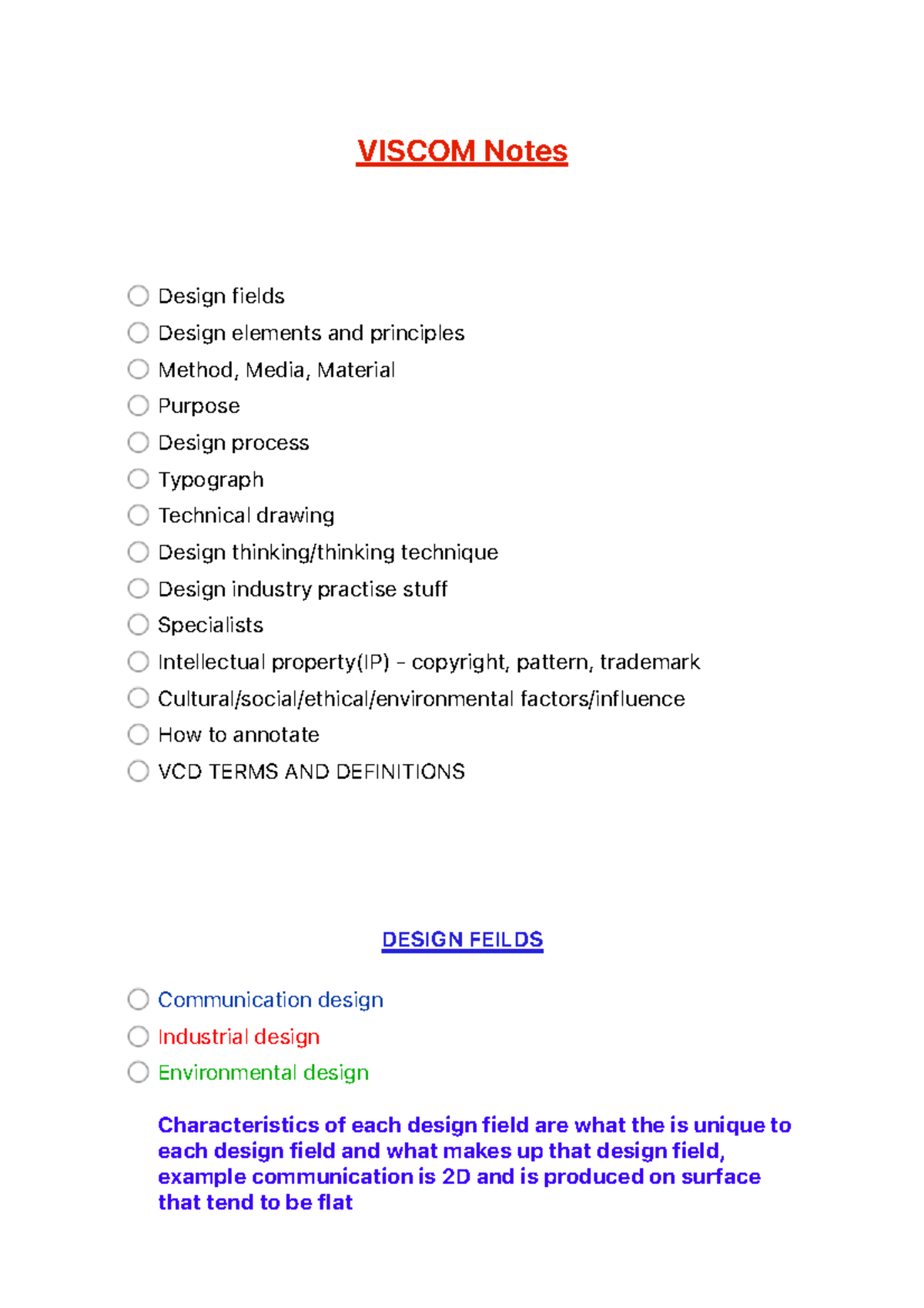 Viscom Notes - VISCOM Notes Design fields Design elements and ...