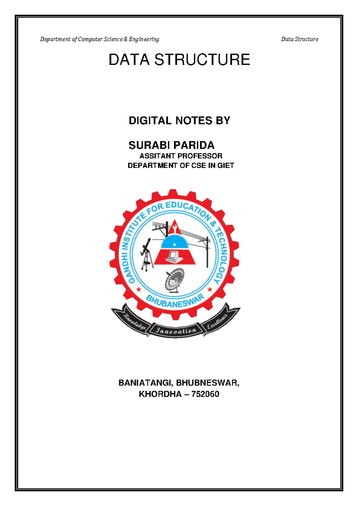 M1 DS - colege otes - DATA STRUCTURE DIGITAL NOTES BY SURABI PARIDA ...