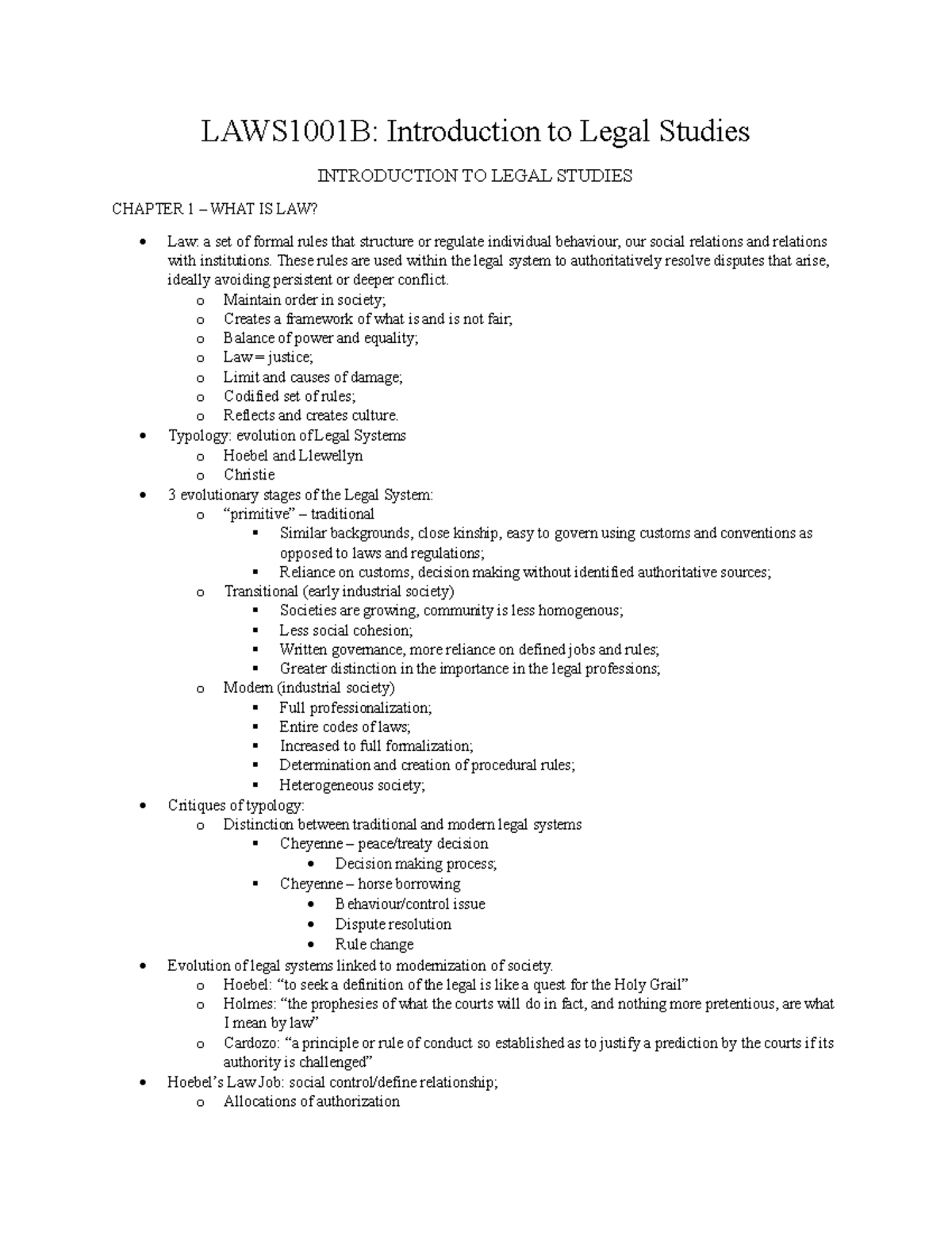 LAWS1001B - course content until week 7 - LAWS1001B: Introduction to ...