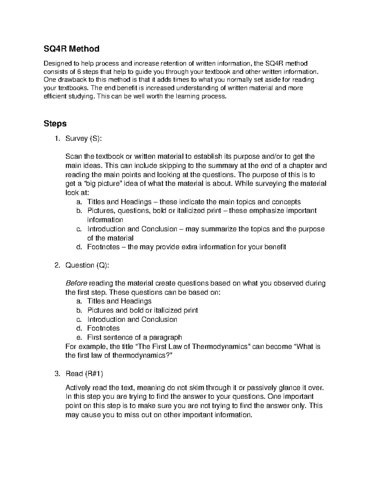 025959997 - study techniques to learn - SQ4R Method Designed to help ...