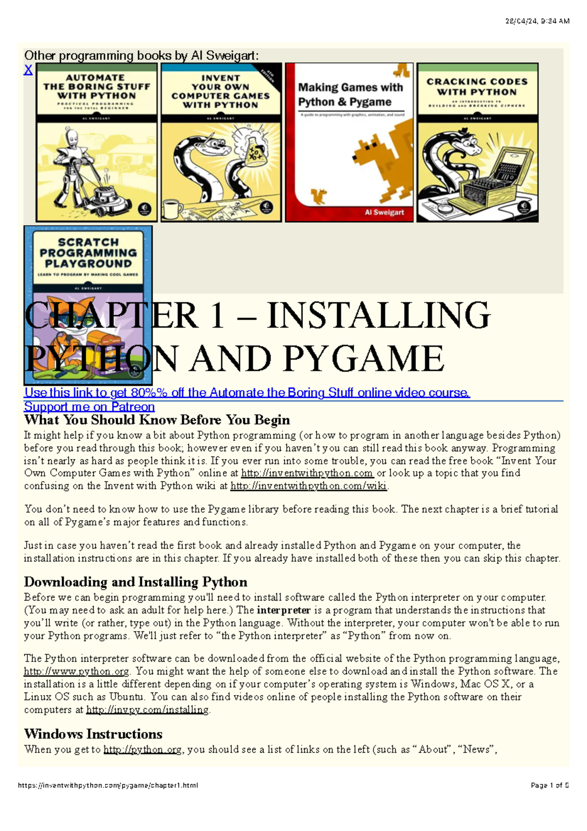 Inventwithpython Other Programming Books By Al Sweigart X Use This Link To Get 80 Off