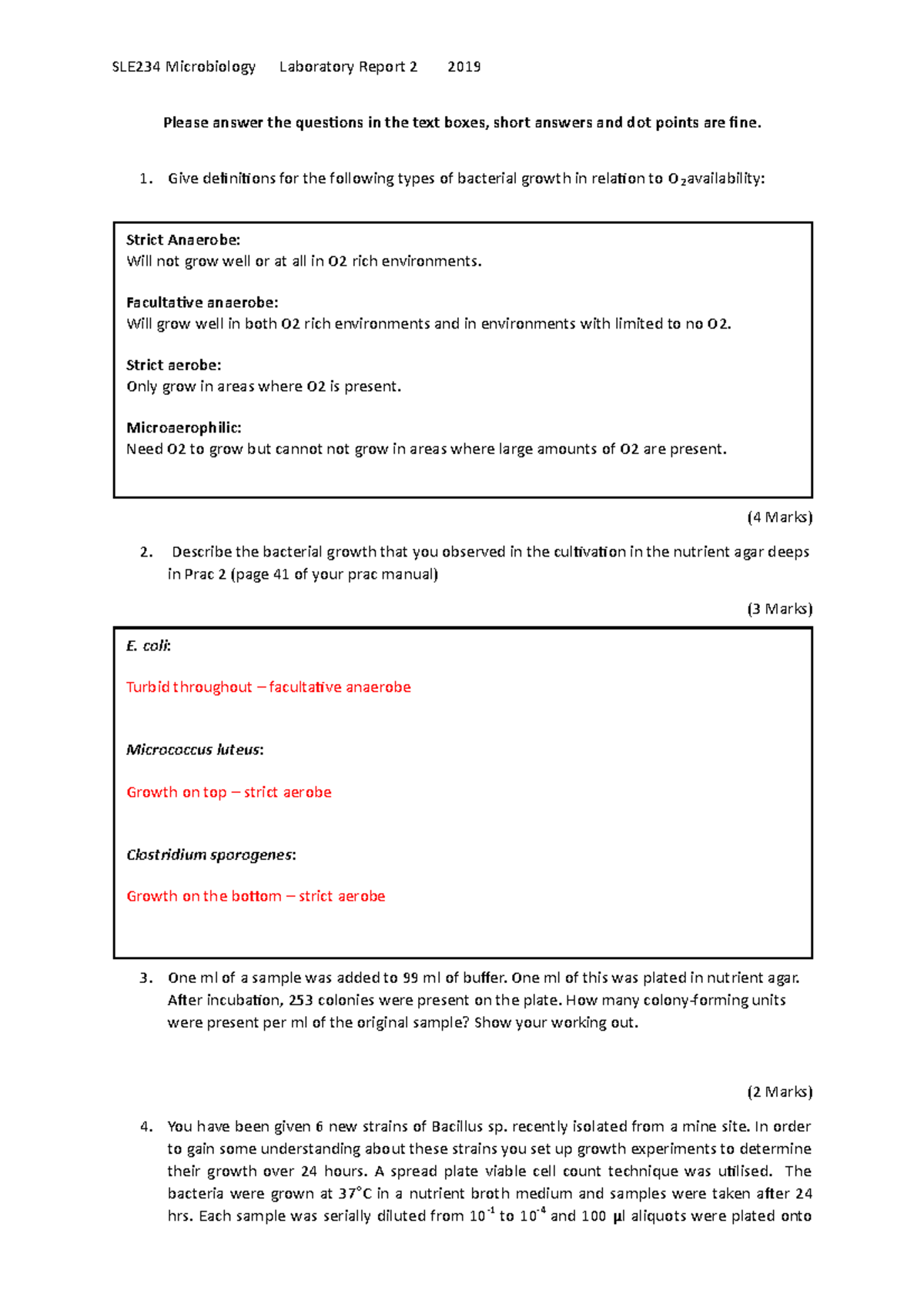 Lab report 2 - SLE234 Microbiology Laboratory Report 2 2019 Please ...