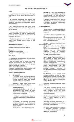 Guide for Drug Education and Vice Control - What is Drugs? Drug is ...