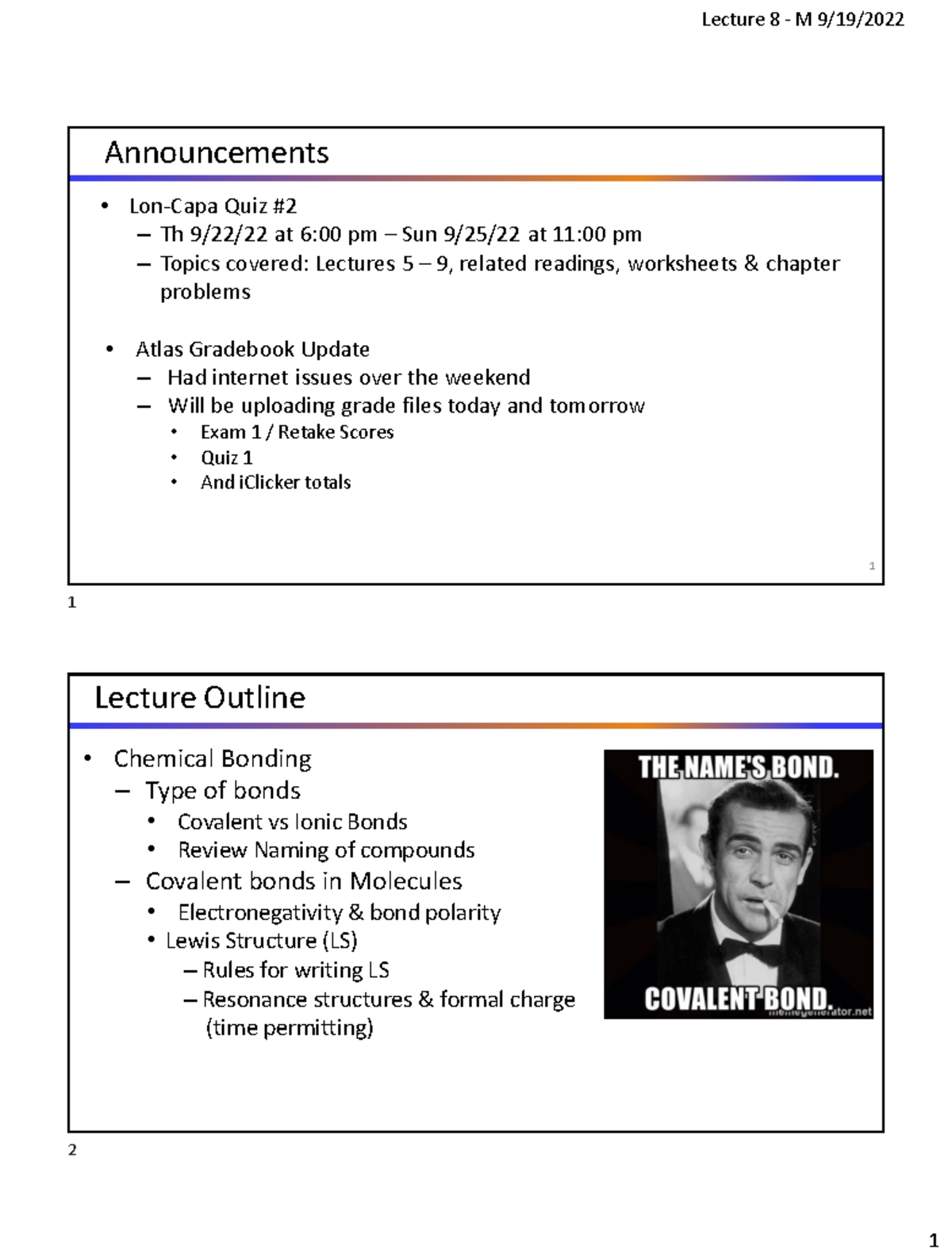 Lecture 08 M 9-22-22 Chemical Bonding - Naming of Compound, Lewis ...
