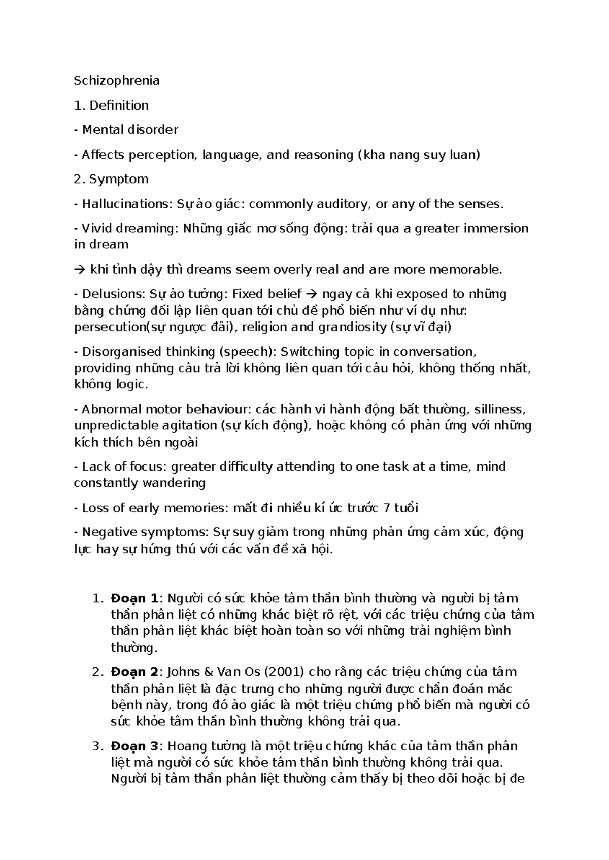 Basic Knowledge - Kiến thức cơ bản về tâm thần phân liệt ...