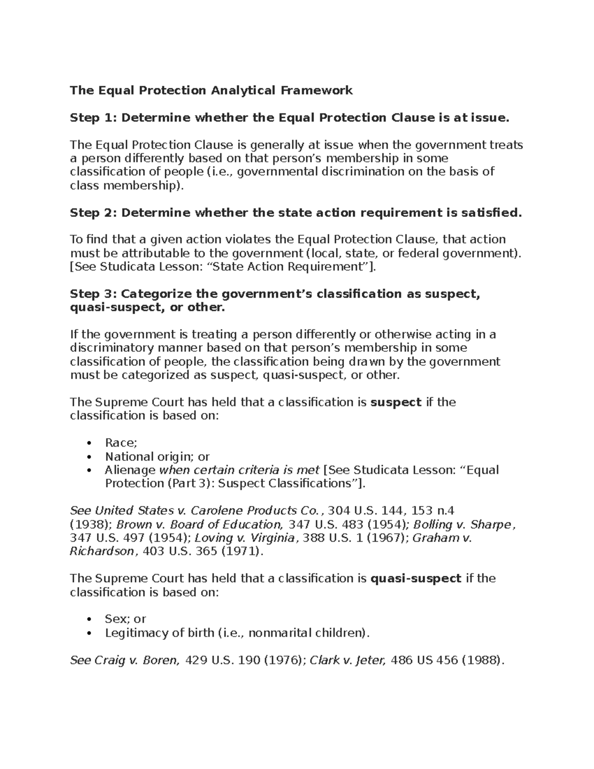 The Equal Protection Analytical Framework - The Equal Protection Clause ...