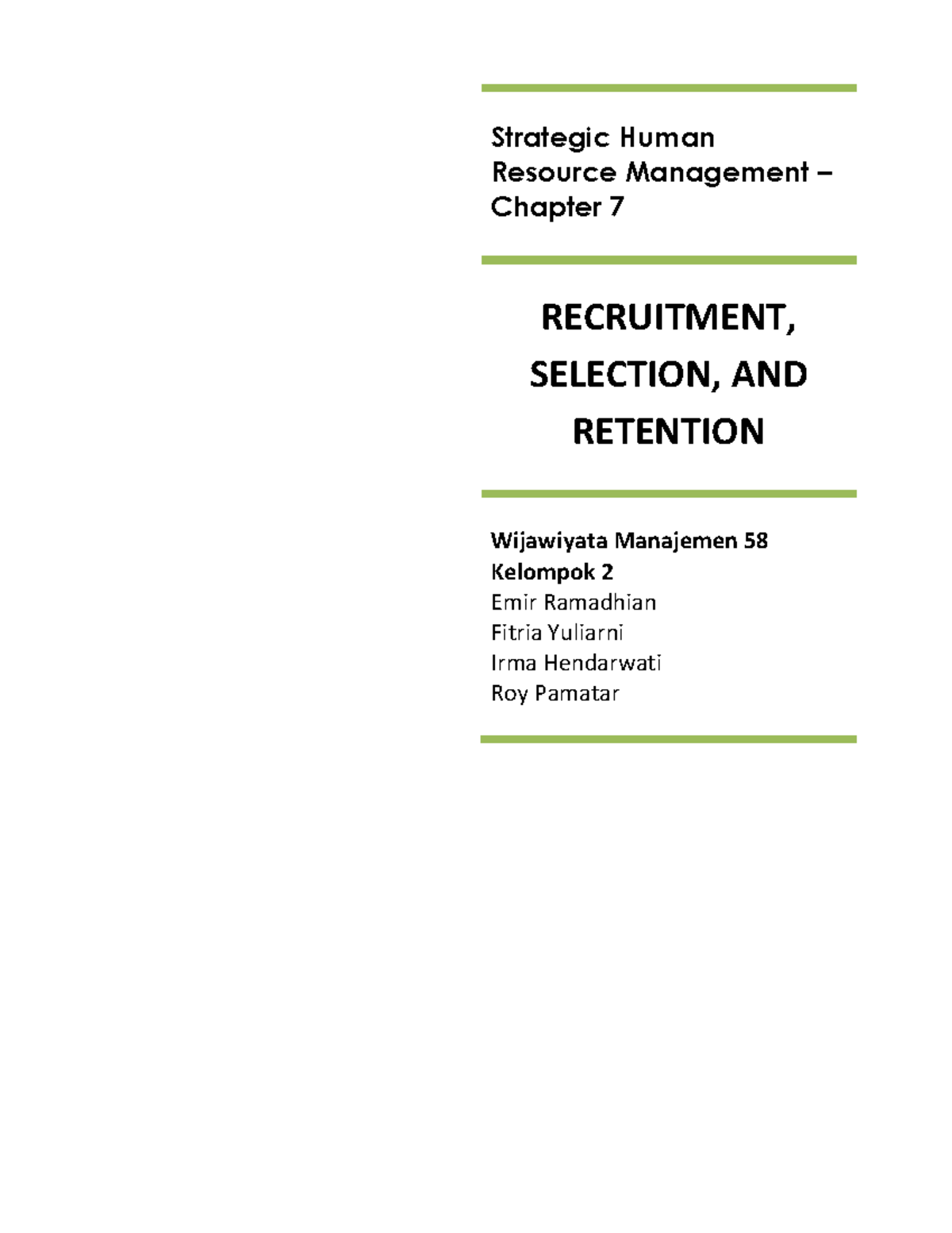 Contoh Paper Analisa Kelompok - Strategic Human Resource Management ...