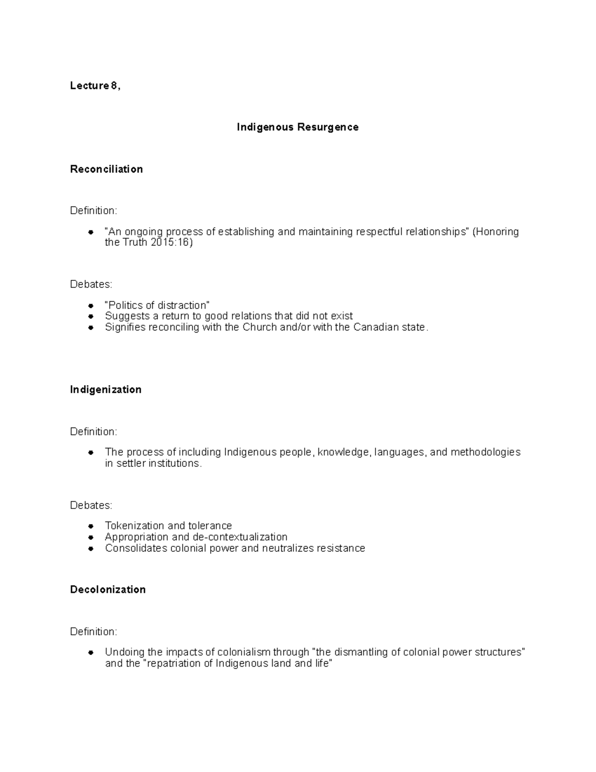 Lecture 8 - Indigenous Resurgence SJPS - Lecture 8, Indigenous ...