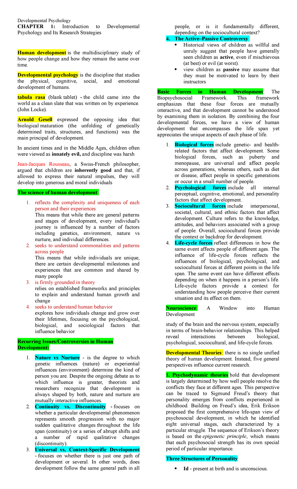 Developmental Psychology Notes Chapter 1 - CHAPTER 1: Introduction to ...