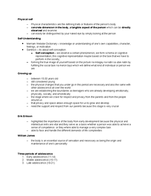 Understanding the Self - Understanding the Self (answers below) What is ...