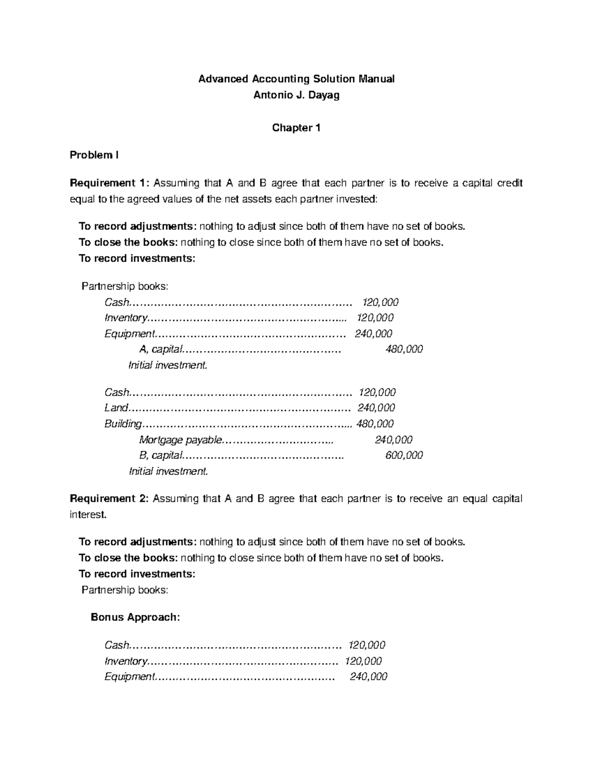 Pdfcoffee - practice material for advance accounting 1 by dayag ...