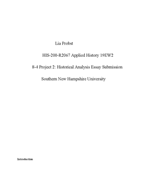 4-3 Project 1 Writing Plan - The historical event that I selected is ...