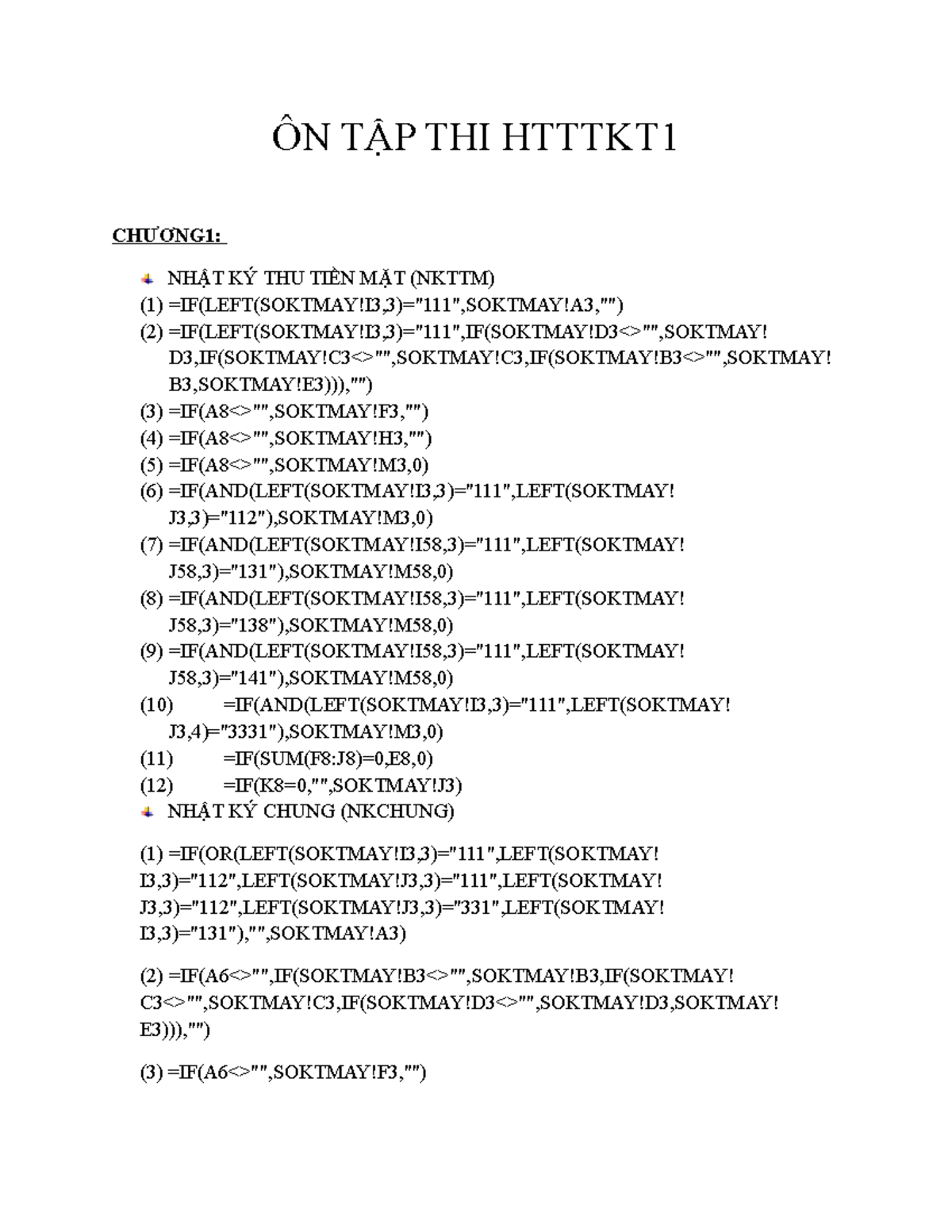 ÔN TẬP THI Htttkt 1 - zcxdsvfd - ÔN TẬP THI HTTTKT CHƯƠNG1: NHẬT KÝ THU TIỀN MẶT (NKTTM) (1 ...