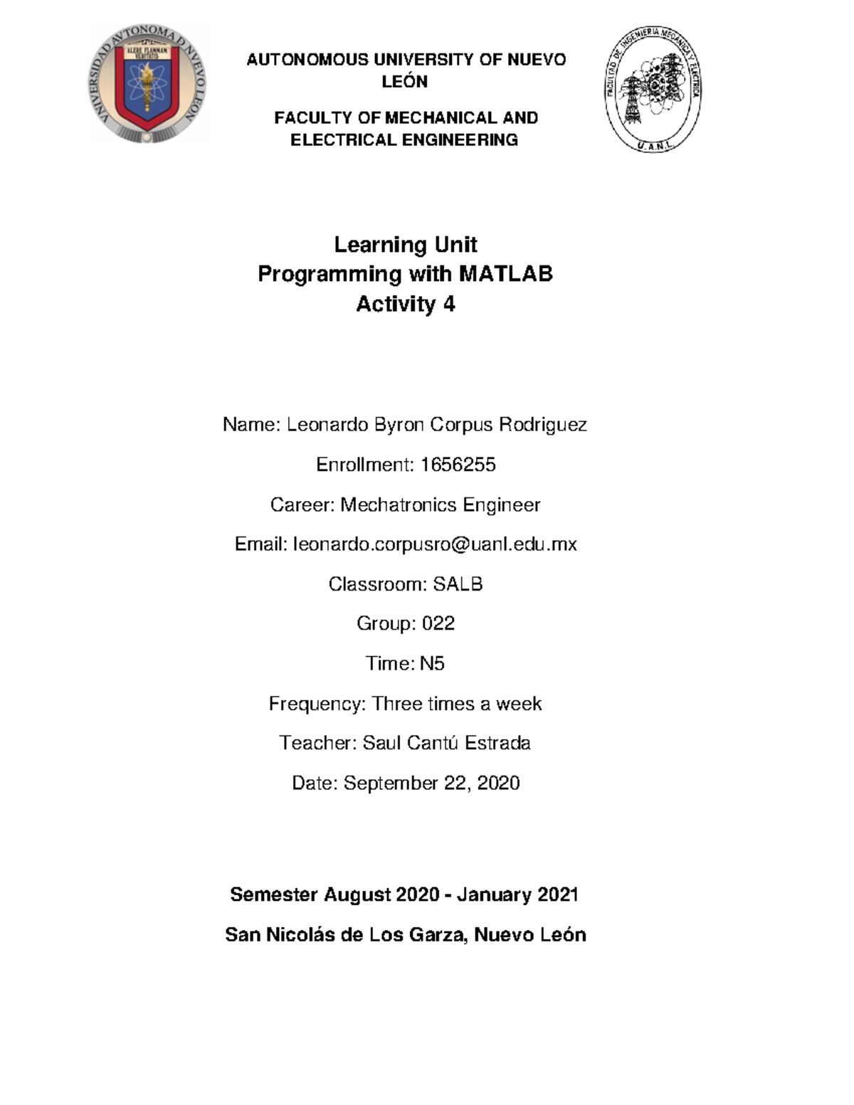 Act 4 Mat Lab - Warning: TT: undefined function: 32 Warning: TT: undefined function: 32 ...