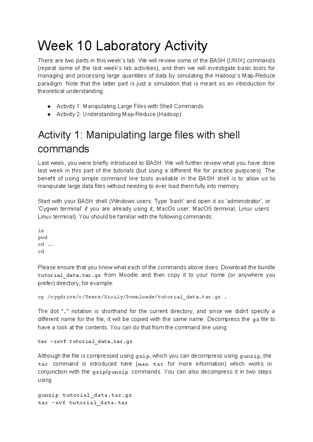 Week 10 Laboratory Activity - Week 10 Laboratory Activity There are two ...