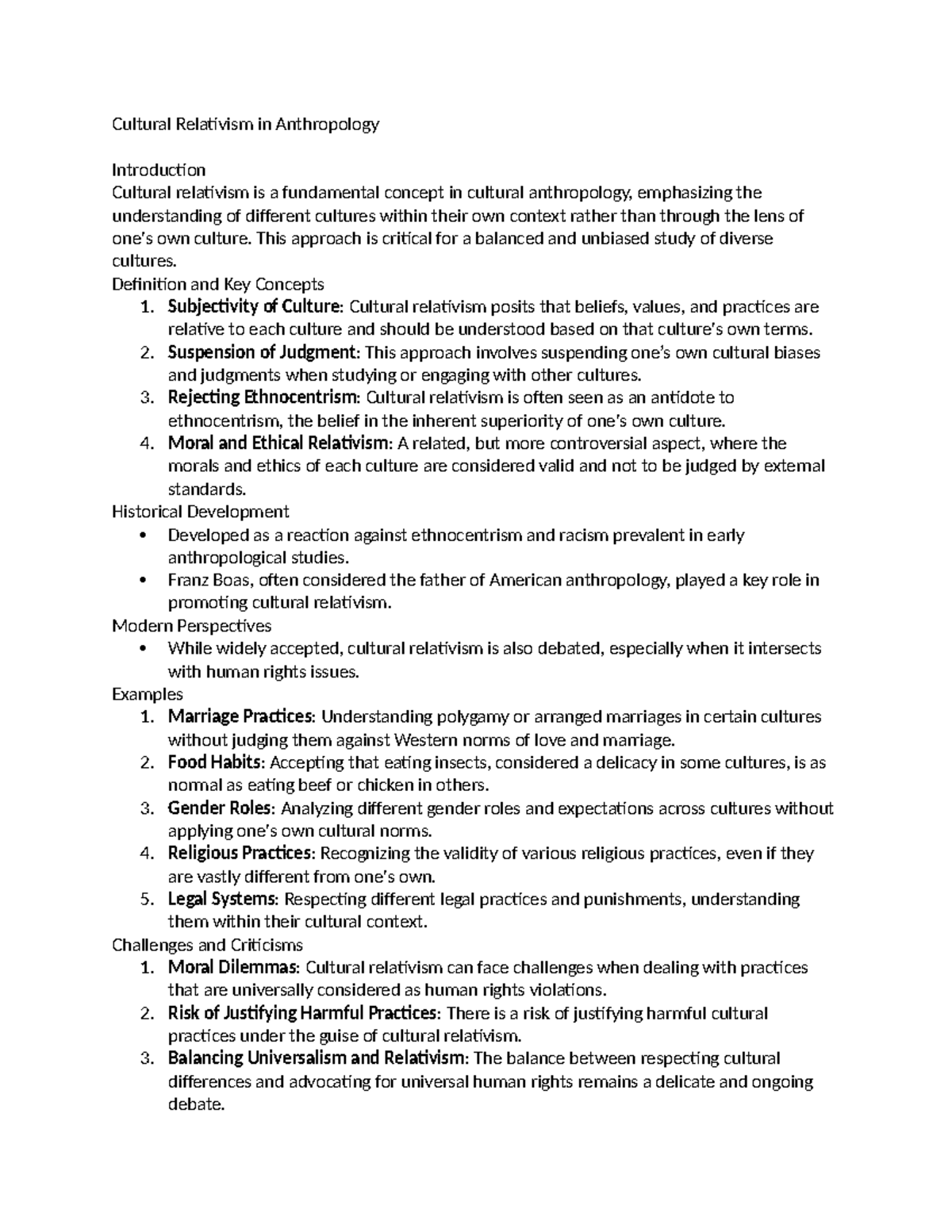 Cultural Relativism in Anthropology - Cultural Relativism in ...