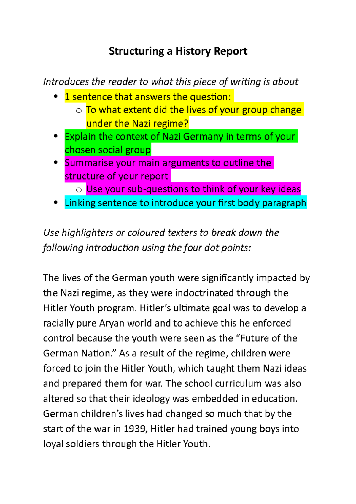 Yr 11 History - Structuring a History Report - Structuring a History ...