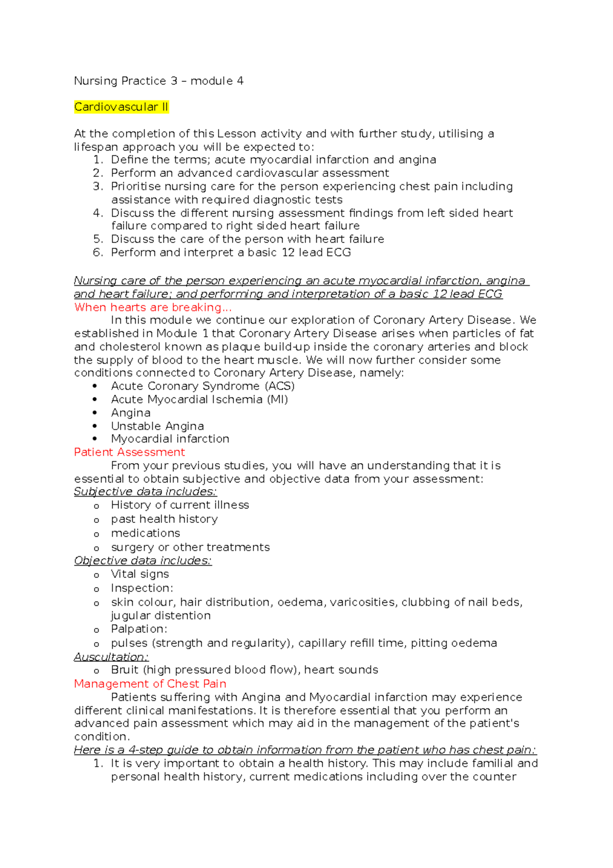 Nursing Practice 3 - module 4 - Nursing Practice 3 – module 4 ...