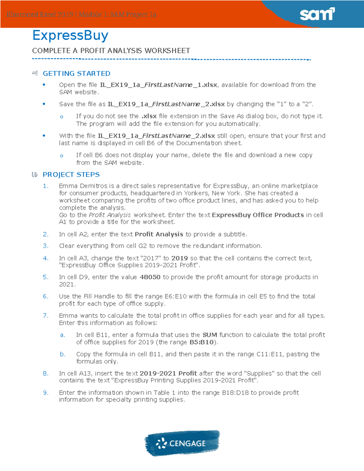 Instructions IL EX19 1a - ExpressBuy COMPLETE A PROFIT ANALYSIS ...