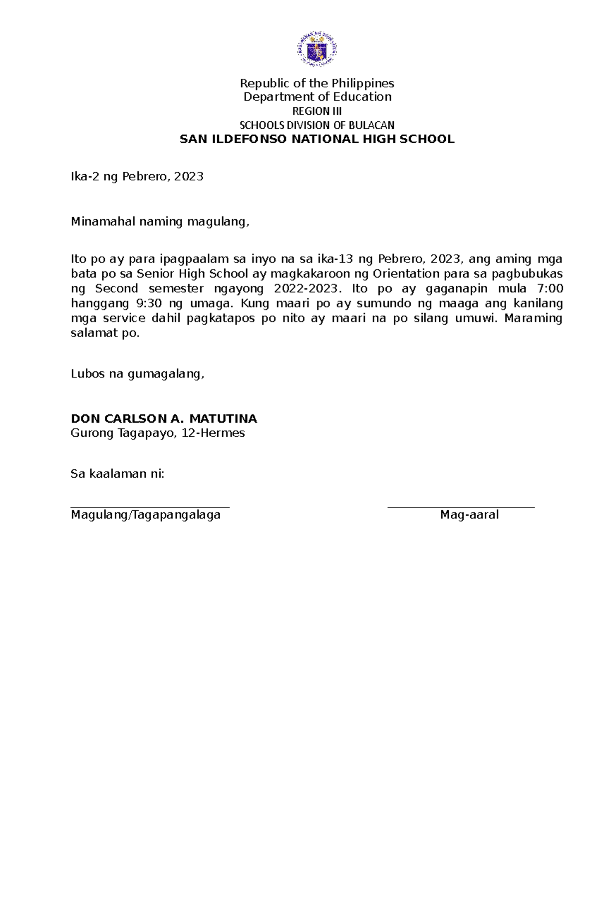 Letter-for-Orientation Feb-13 - Republic of the Philippines Department ...