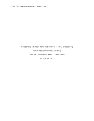 D186 Task 3 - D186 Task 3 passed - Increasing Understanding and ...