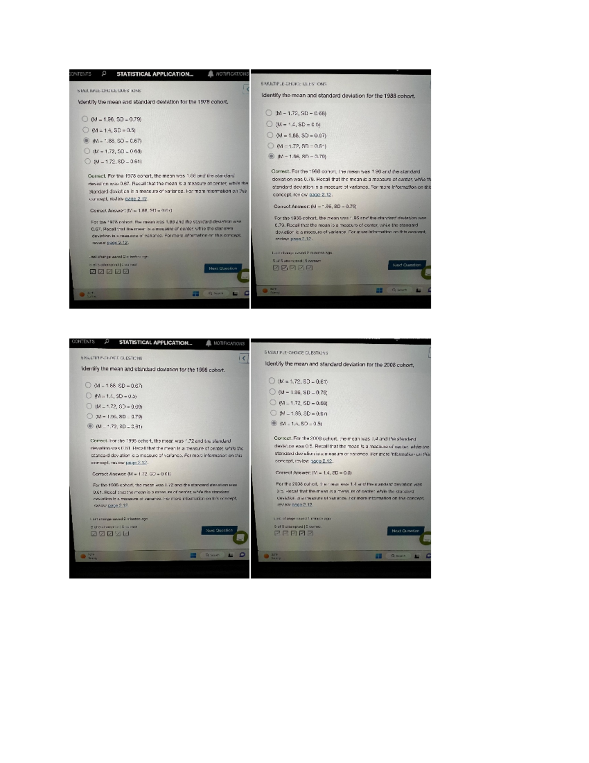 Psy260 mod 4 anova quiz 16-20 - CONTENTS STATISTICAL APPLICATION... NOTIFICATIONS 6 QUESTIONS 5 ...