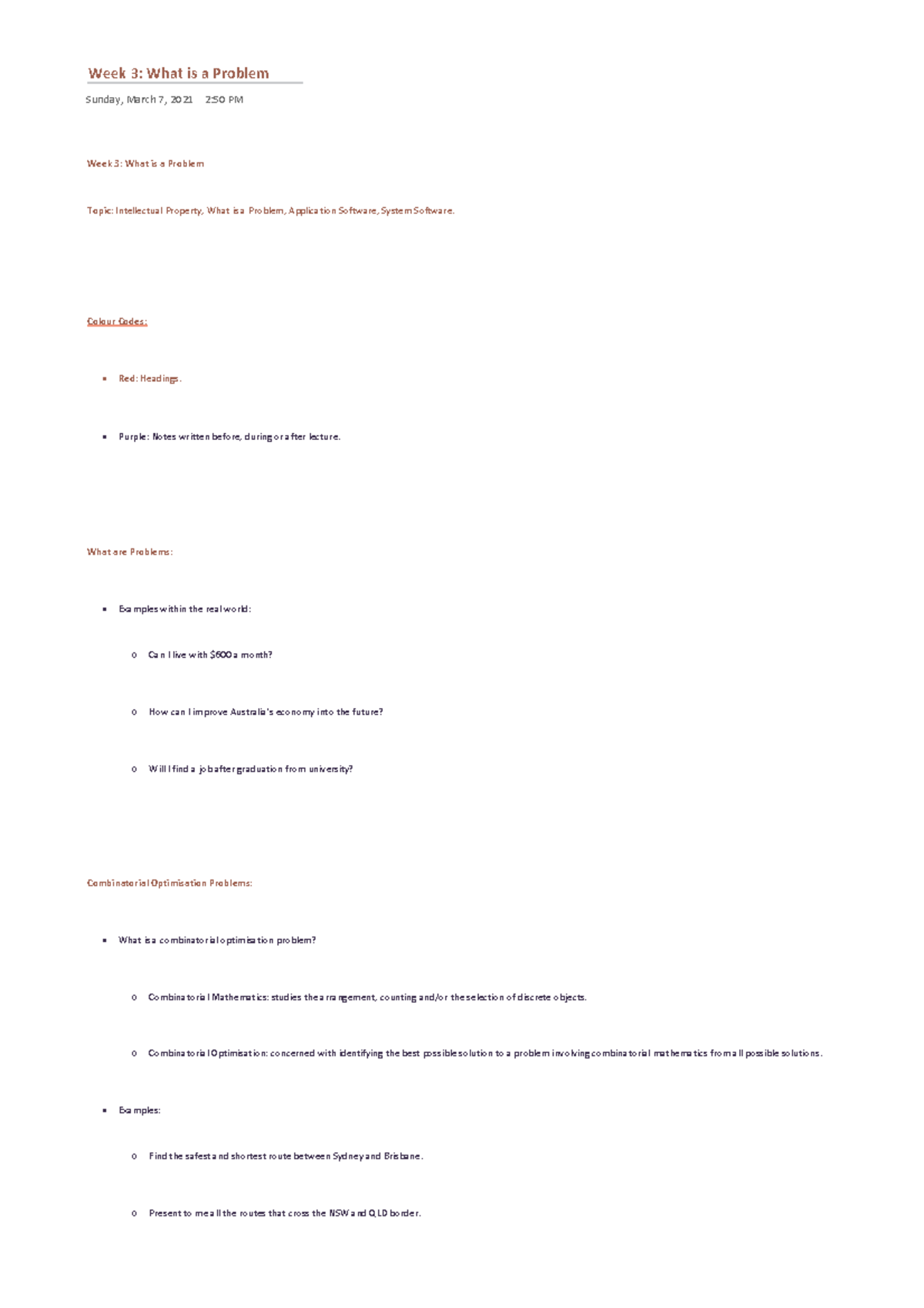 COMP1010 - Week 3 - What is a Problem - Sunday, March 7, 2021 2:50 PM Week 3: What is a Problem ...