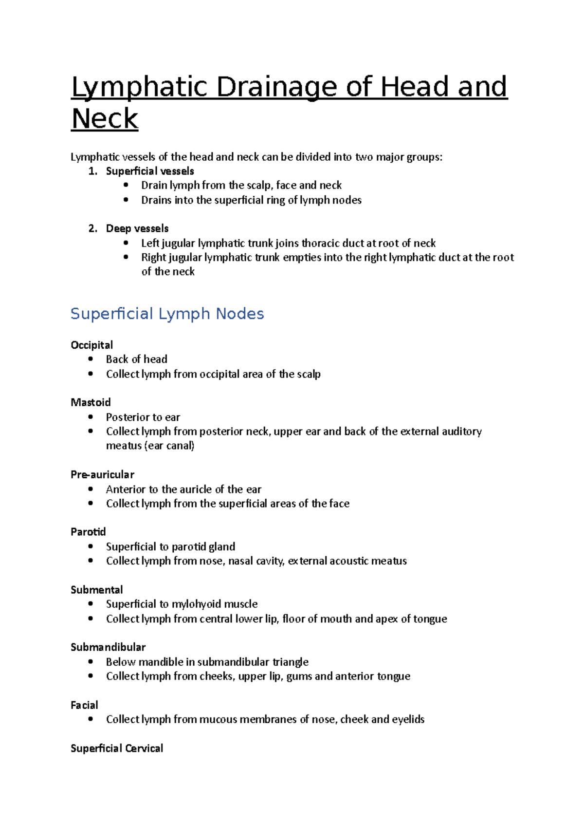 Lymphatic Drainage of Head and Neck - Lymphatic Drainage of Head and ...