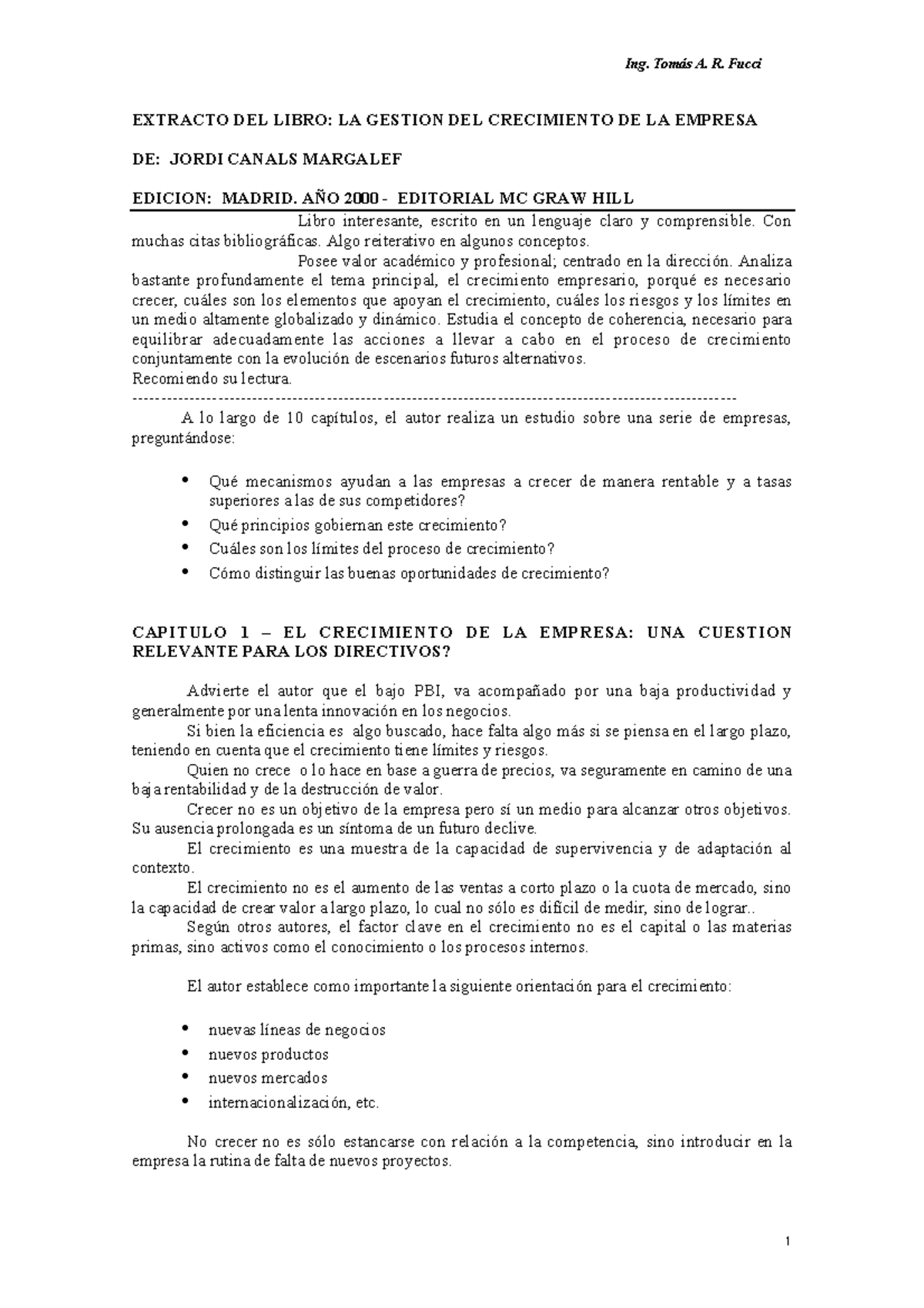 Extracto DEL Libro LA Gestion DEL Crecimiento DE LA Empresa - EXTRACTO ...