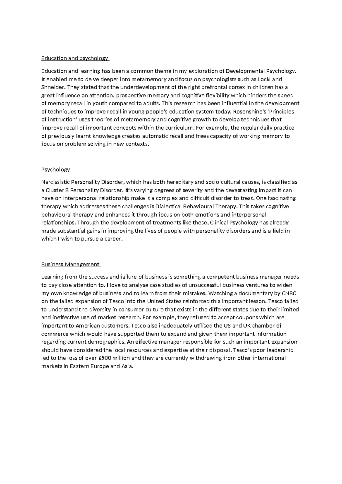 Model first paragraphs - Education and psychology Education and ...