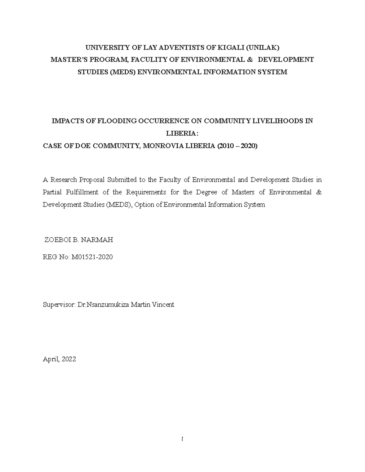 Occurrence OF Flooding and its Impacts ON Community Final Document ...