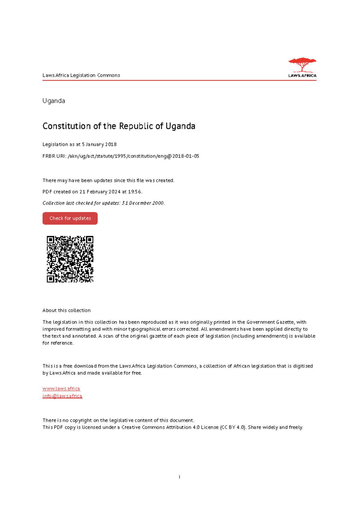 Constitution of the Republic of Uganda - Laws Legislation Commons ...