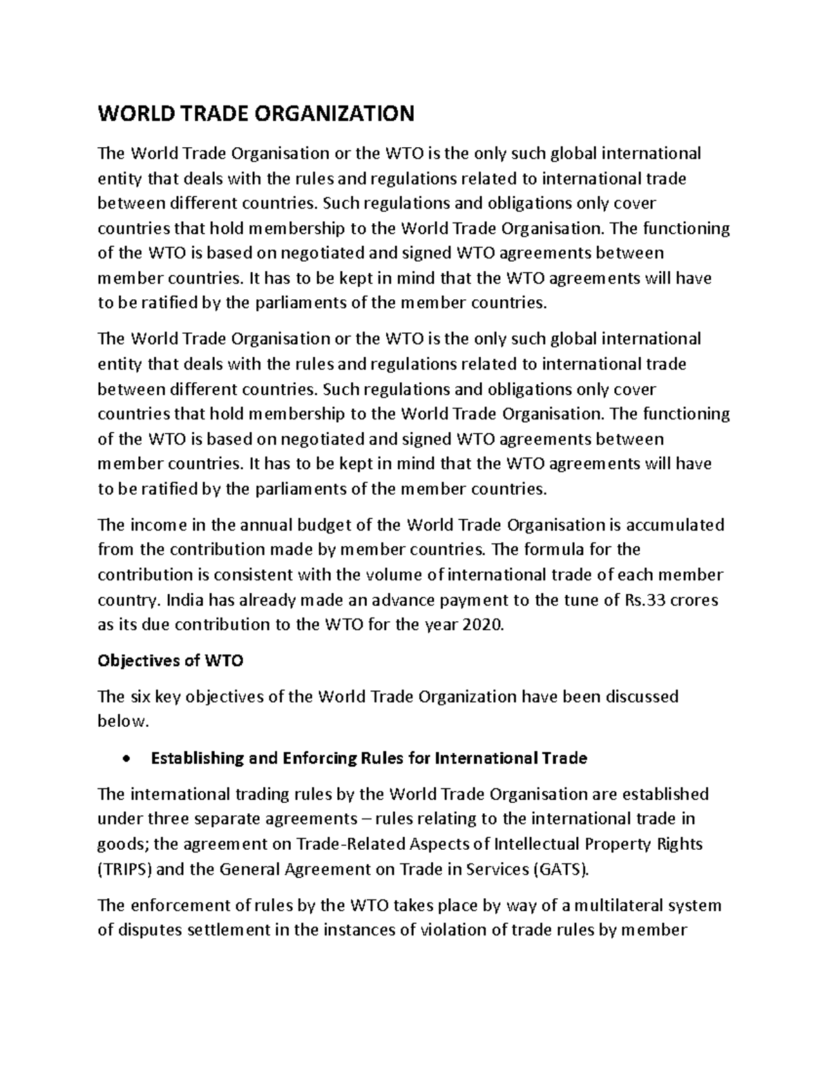 WTO - wto, functions, importance - WORLD TRADE ORGANIZATION The World ...