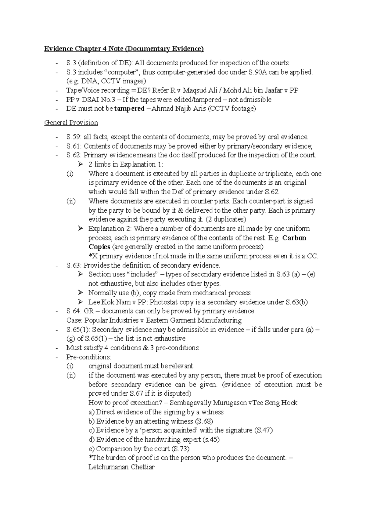 Evi Chp 4 Note (DE) - Lecture Note - Evidence Chapter 4 Note ...