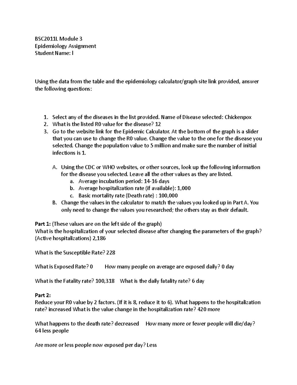BSC2011 L Module 3 Epidemiology Assignment - BSC2011L Module 3 Epidemiology Assignment Student ...