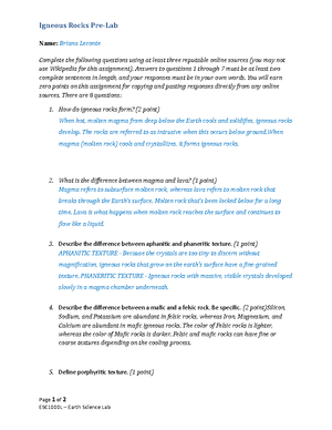 3 rock-sedimentary-metamorphic-pre-lab - Sedimentary and Metamorphic ...