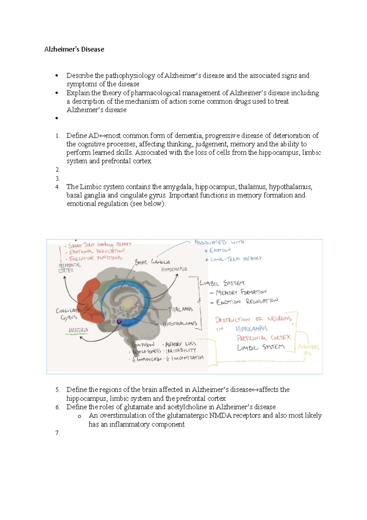 Alzheimer's disease - Alzheimer’s Disease Describe the pathophysiology ...