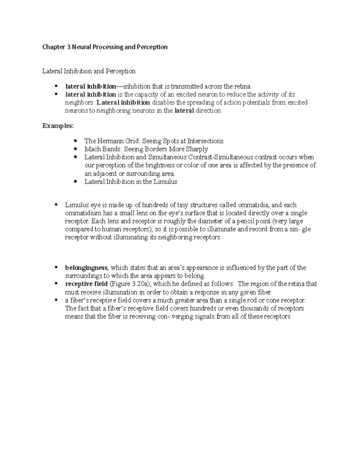 Chapter 3 Neural Processing and Perception - Chapter 3 Neural Processing and Perception Lateral ...