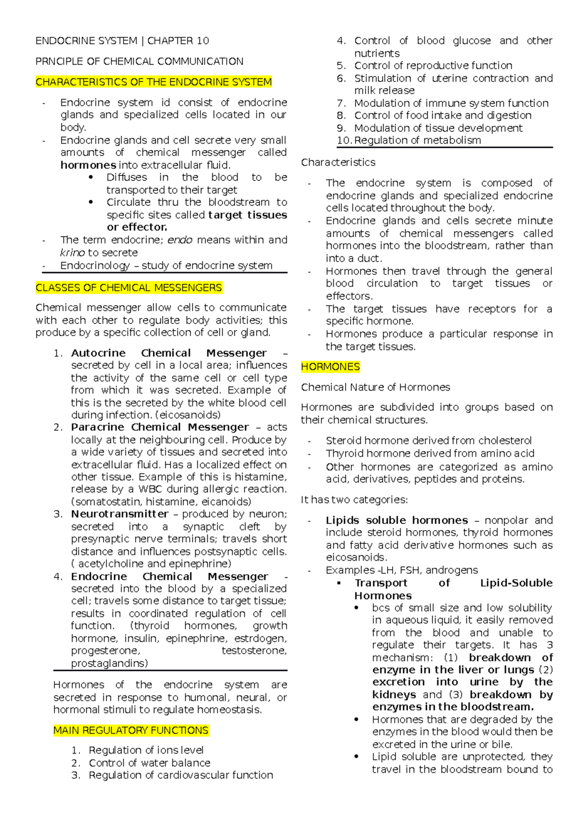 Anatomy and Physiology Transes 3 - ENDOCRINE SYSTEM | CHAPTER 10 ...