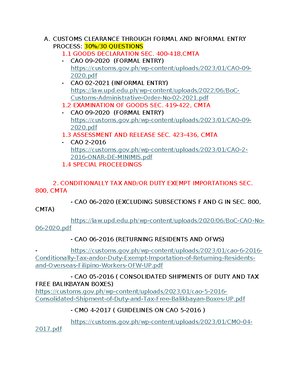 CAO-02-2021 GOOD Declaration Under Informal Entry - Customs ...